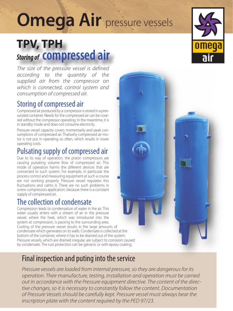 Omega Air Compressed Air Vessels Guide | PDF | Valve | Pressure