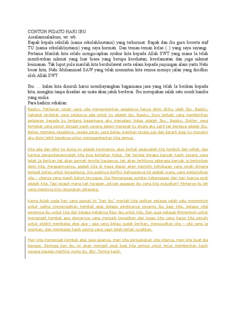 Contoh Pidato Hari Ibu | PDF