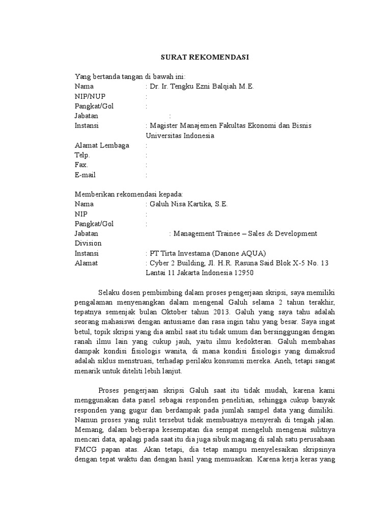 Surat Rekomendasi | PDF