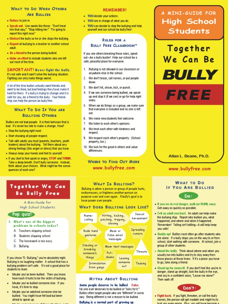 Bully Free Brochure | PDF | Teaching Methods & Materials | Computers