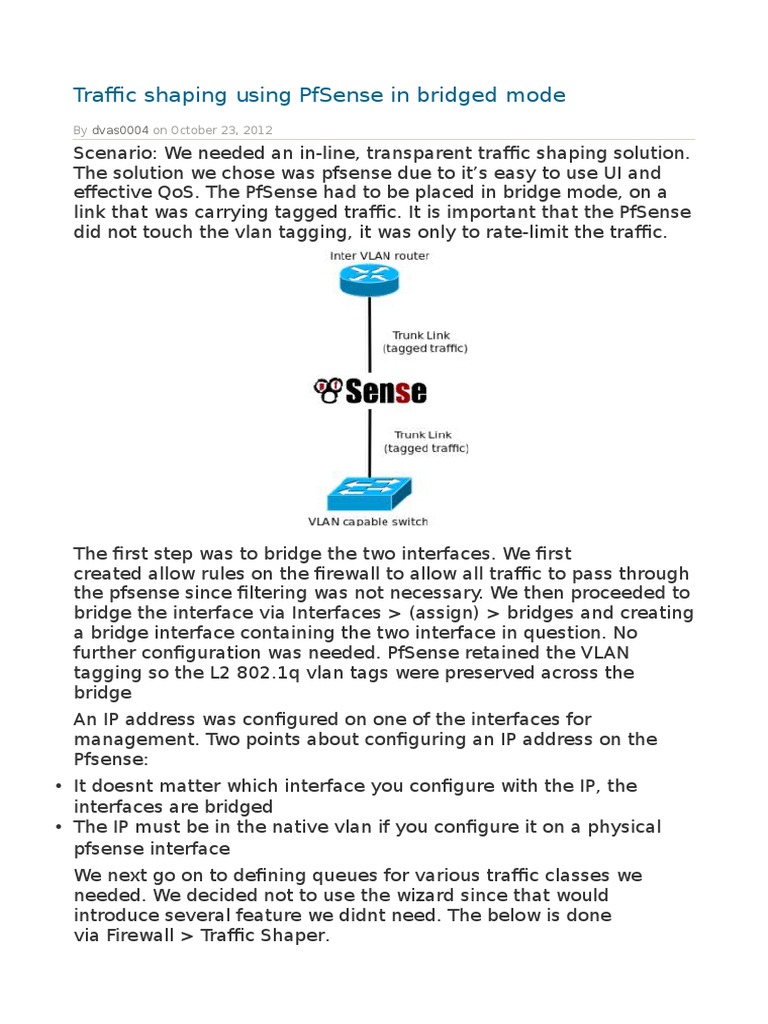 Traffic Shaping Using PfSense in Bridged Mode | PDF | Quality Of ...