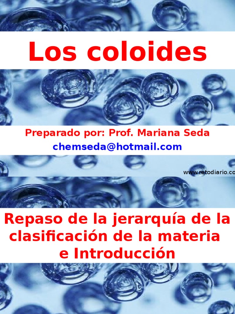 Clasificación y características de coloides | PDF | Coloide | Mezcla