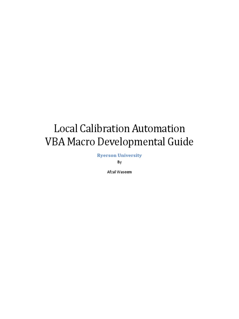 Local Calibration VBA Macro Developmental Guide | PDF | Microsoft Excel ...