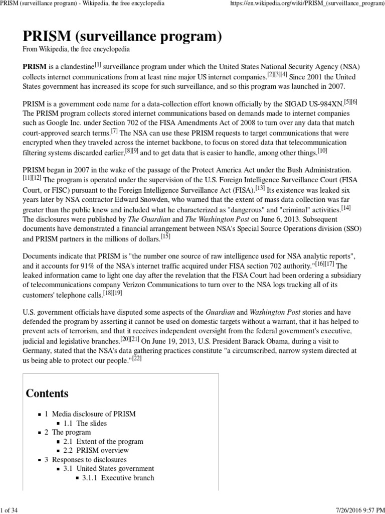 PRISM (Surveillance Program) - Wikipedia, | United States Foreign ...