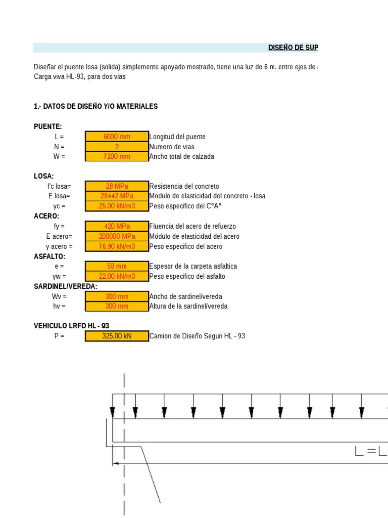 Diseño Puente Tipo Losa 1 Tramo Pdf Mecánica De Medios Continuos