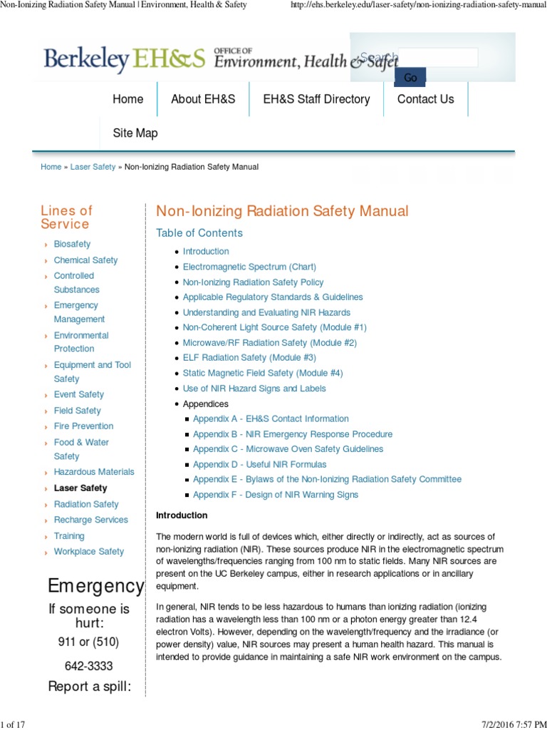 Non-Ionizing Radiation Safety Manual - Environment, Health & Safety ...