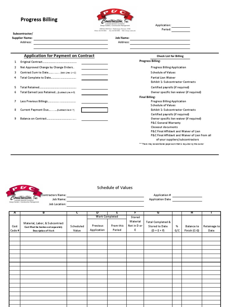 Progress Billing Application Guide | PDF