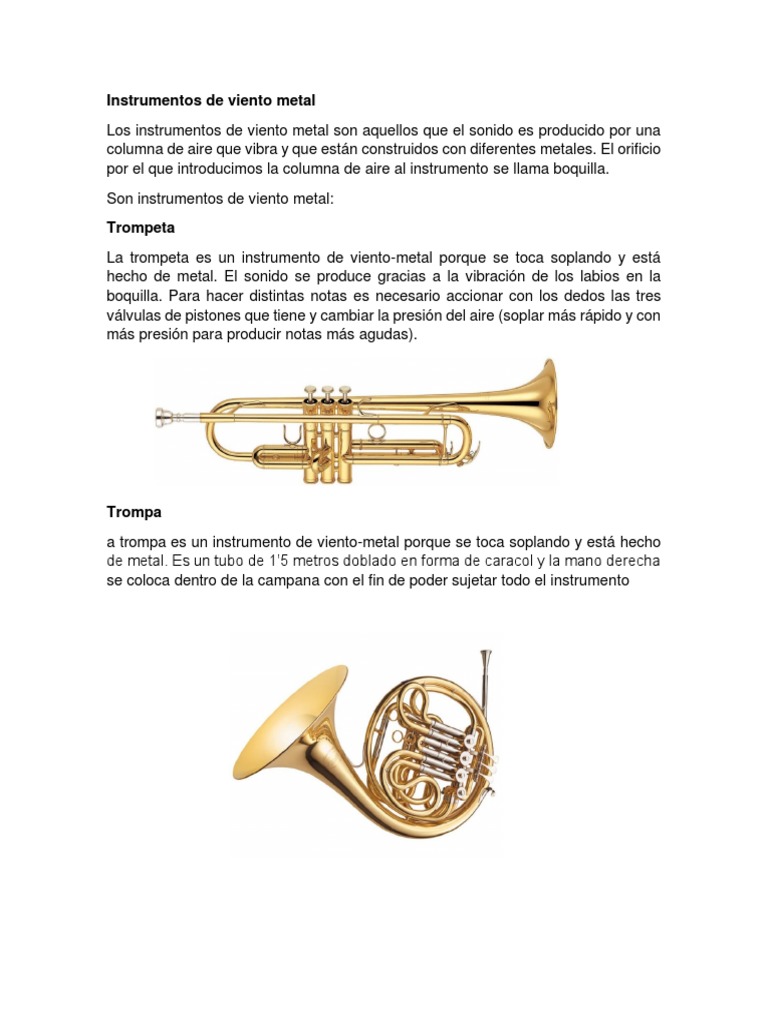 Intrumentos De Viento Y Percusion Metal Pdf Instrumentos De Latón