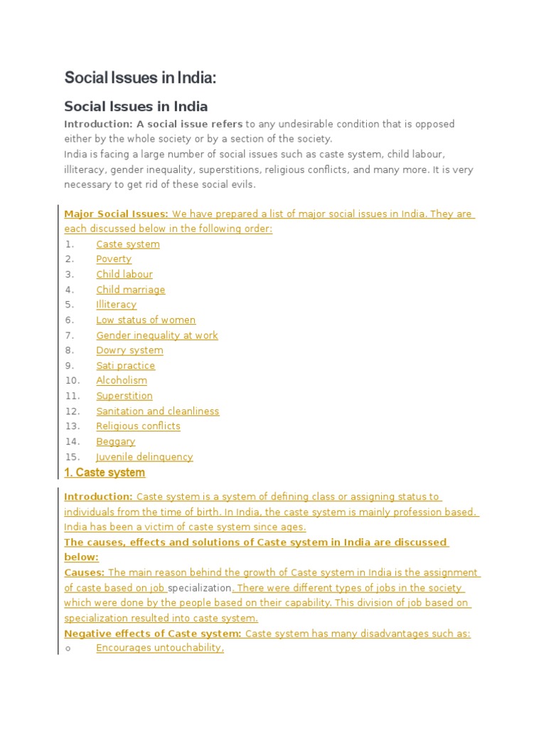 Social Issues in India | PDF | Child Marriage | Alcoholism