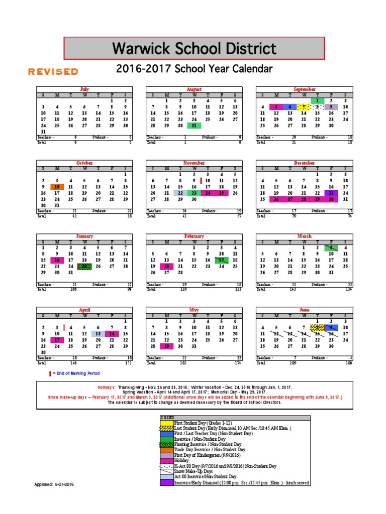 2016-17 Calendar | PDF