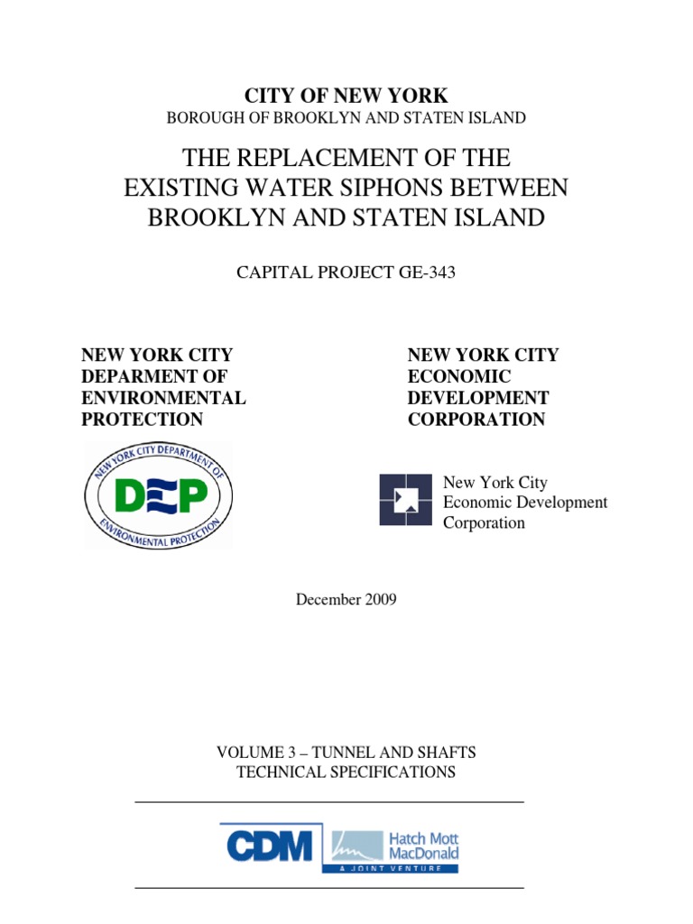 Syphon TBM Specs2009 | PDF | Tunnel | General Contractor