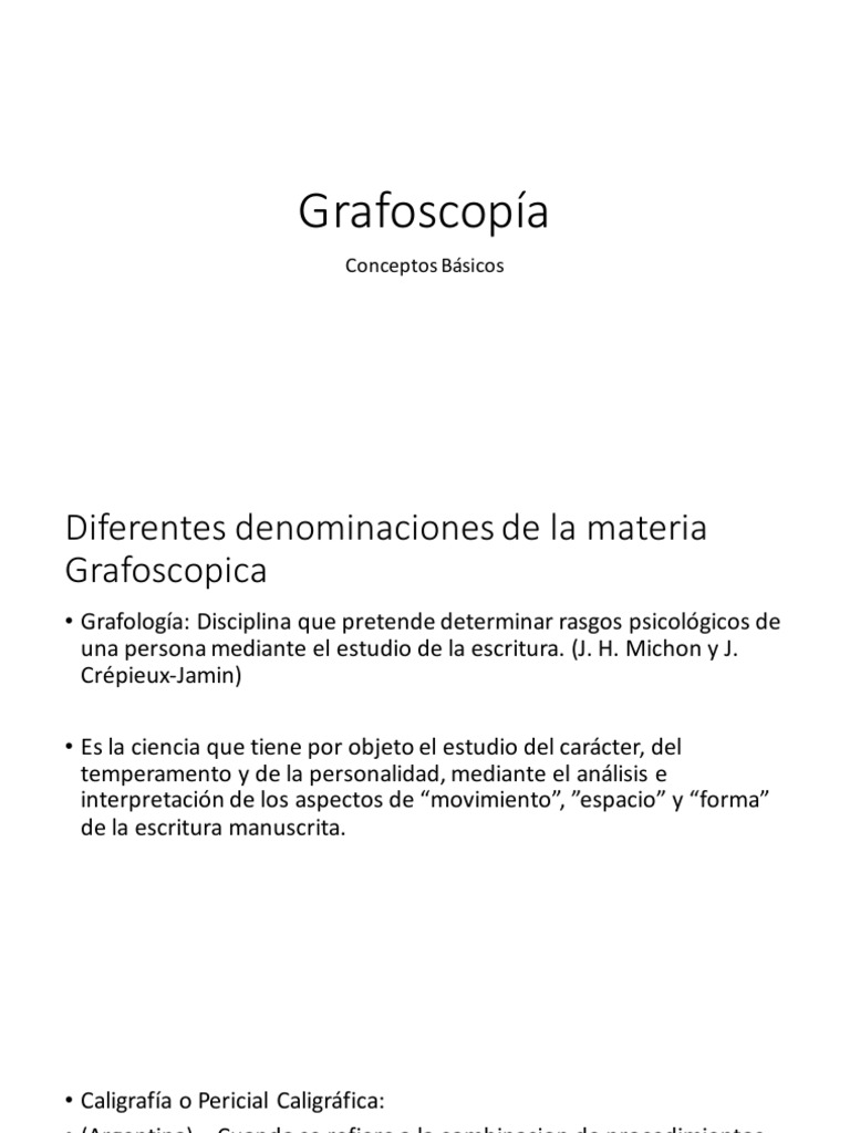 Grafoscopia Conceptos Basicos | PDF | Grafología | Escritura