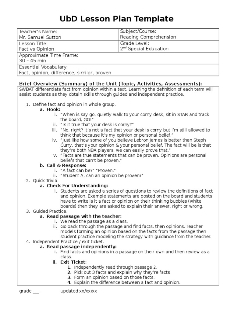 Ubd Lesson Plan 2 0 | PDF | Rubric (Academic) | Educational Assessment