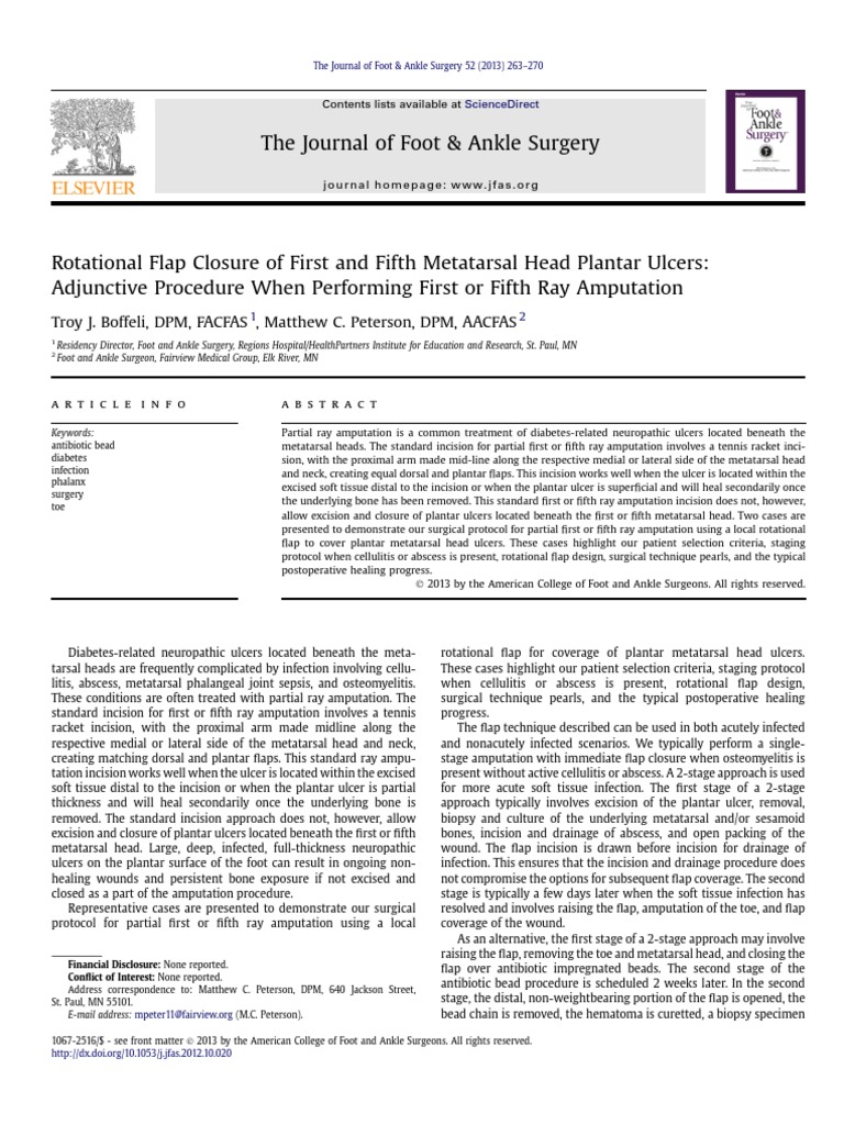 Rotational Flap for Ray Amputation | PDF | Surgery | Toe