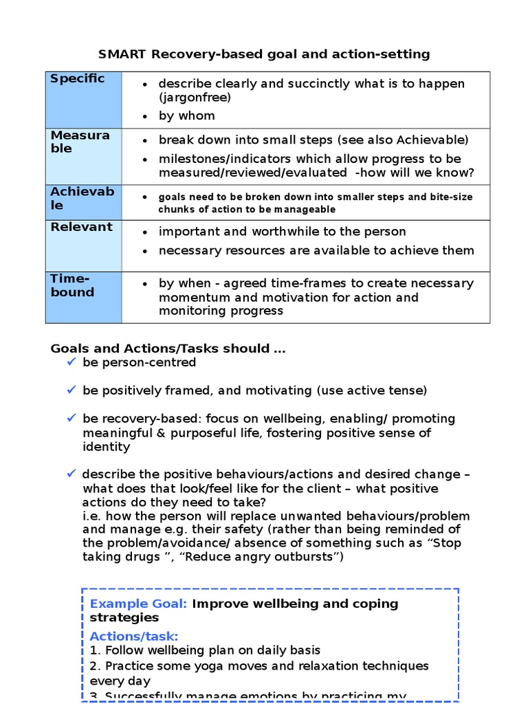 SMART Recovery Goal Setting Guide | PDF | Finance & Money Management