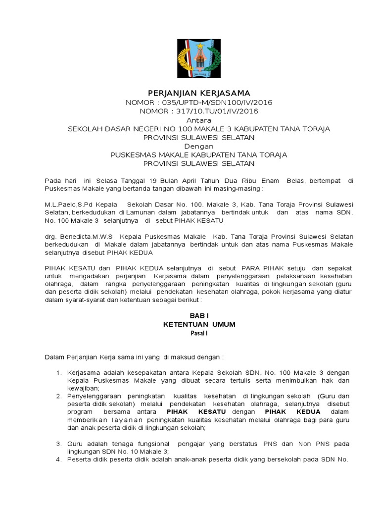 Contoh Mou | PDF | Gaya Hidup