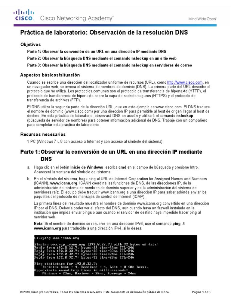 10.2.2.8 Lab Observing DNS Resolution PDF | PDF