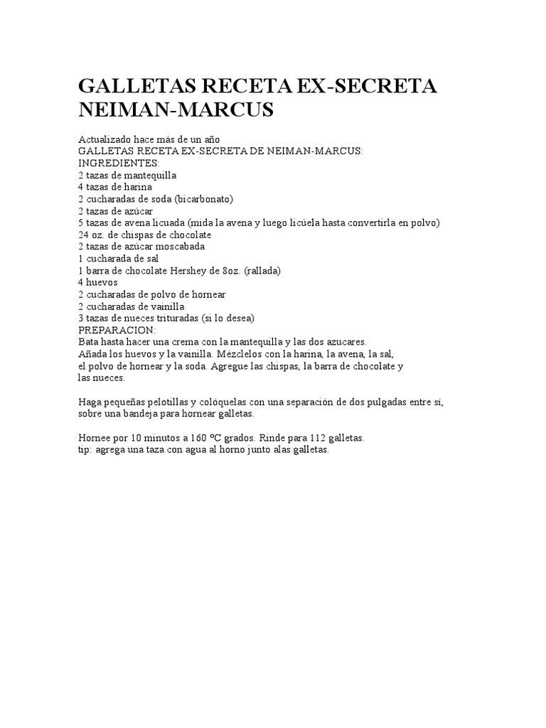 Galletas Receta Neiman Marcus | PDF