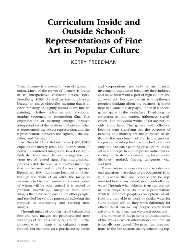 Curriculum Inside and Outside School: Representations of Fine Art in ...