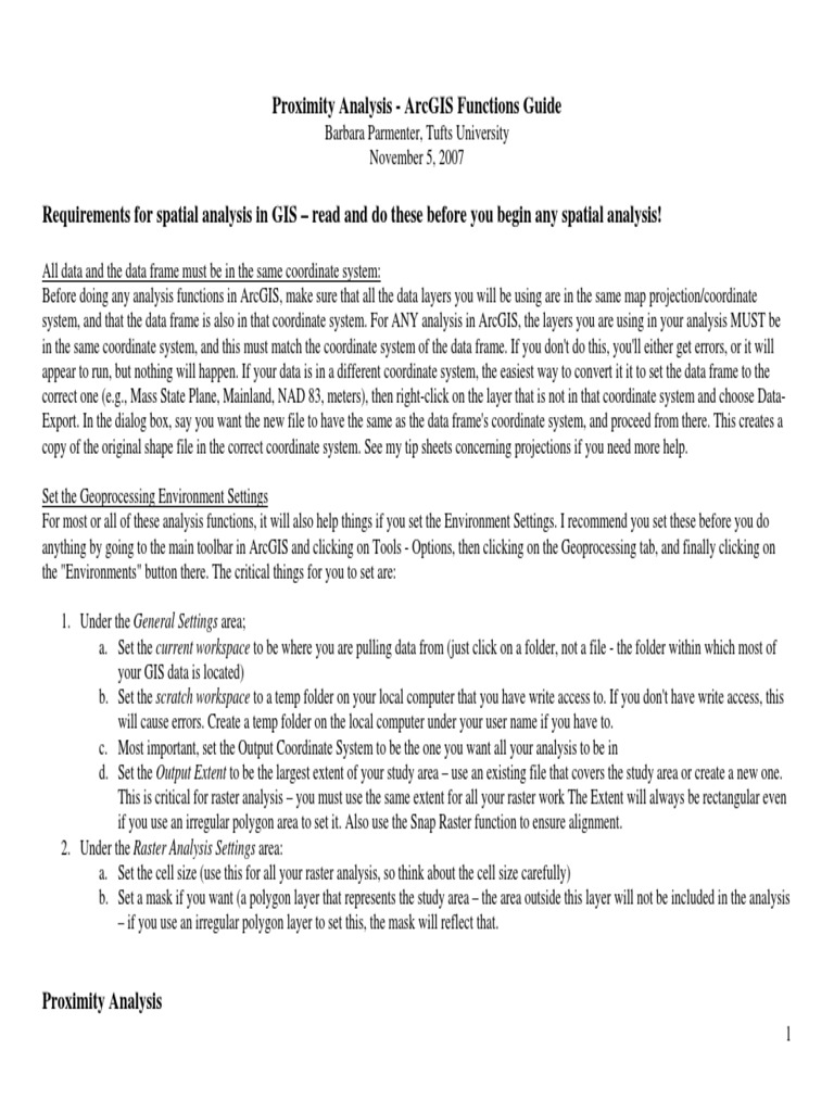 Proximity Analysis - Arcgis Functions Guide | PDF | Arc Gis ...