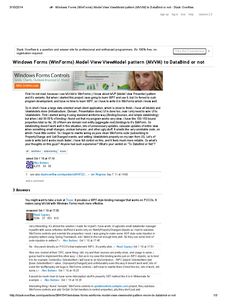 C Windows Forms Winforms Model View Viewmodel Pattern Mvvm To Databind Or Not Stack