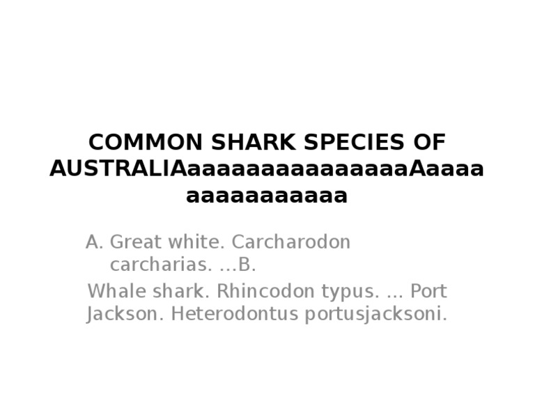 Common Shark Species in Australia | PDF