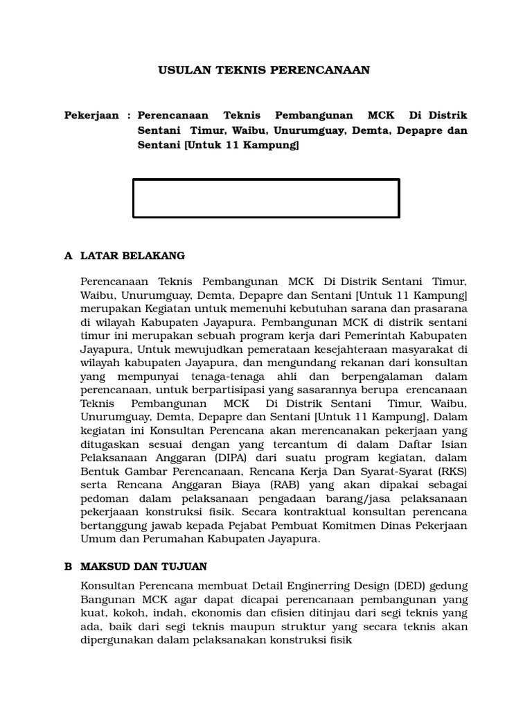 Usulan Teknis Perencanaan | PDF