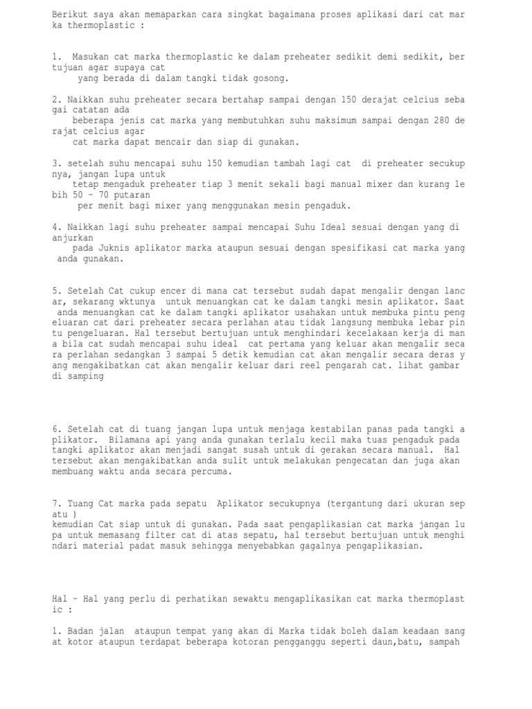 Metode Pengecatan Marka | PDF