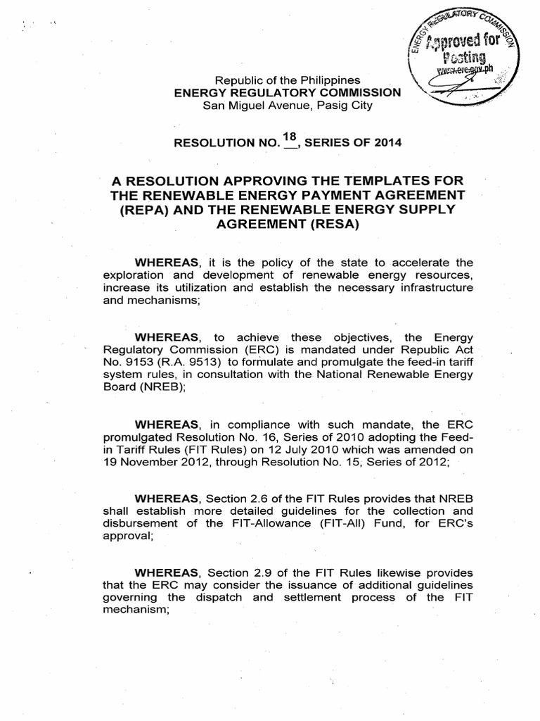 FIT All ERC ResolutionNo 18seriesof2014 REPA RESA Template | Download ...