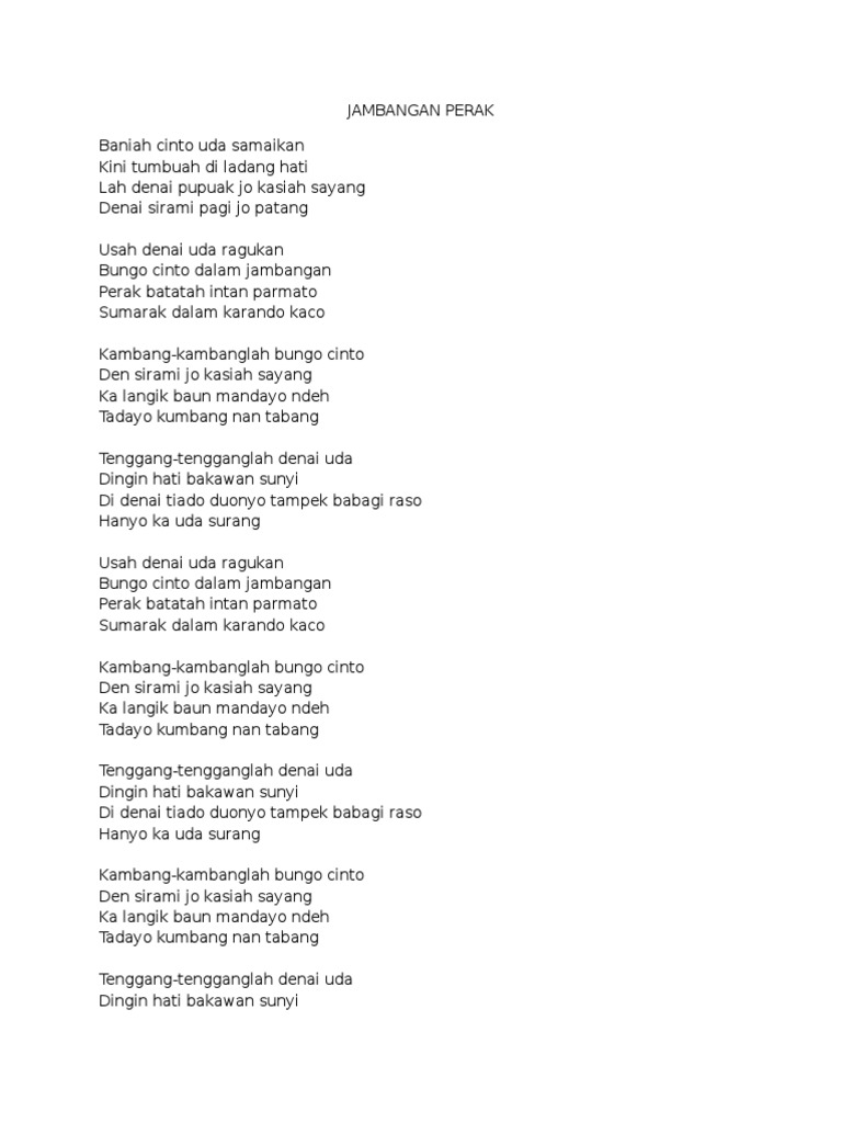 Lirik Lagu Jambangan Perak | PDF | Puisi