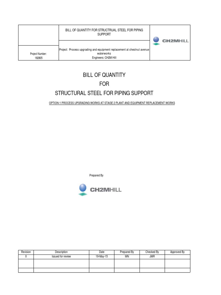 Structural Steel BOQ for Piping Support | PDF | Structural Steel ...