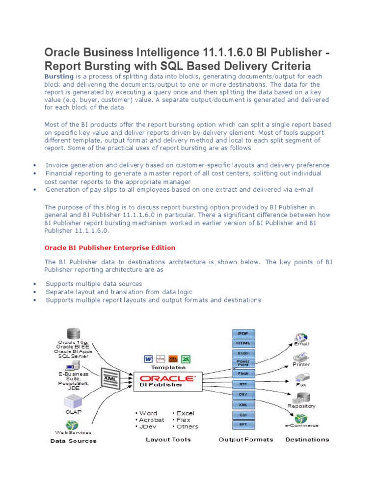 OBIEE - BI Publisher - Report Bursting | PDF | Parameter (Computer Programming) | Business ...