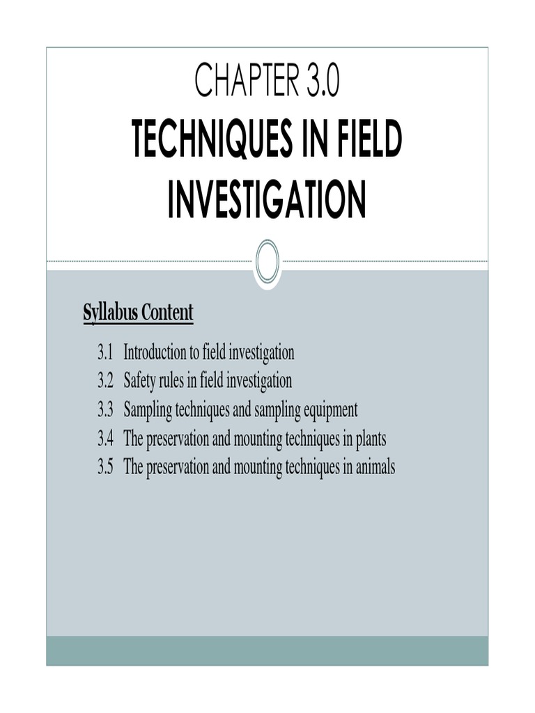 CHAPTER 3 - Technique in Field Investigation | PDF | Soil | Organic Matter