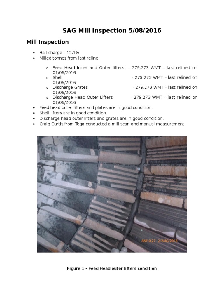 5 8 2016 SAG Mill Inspection | PDF
