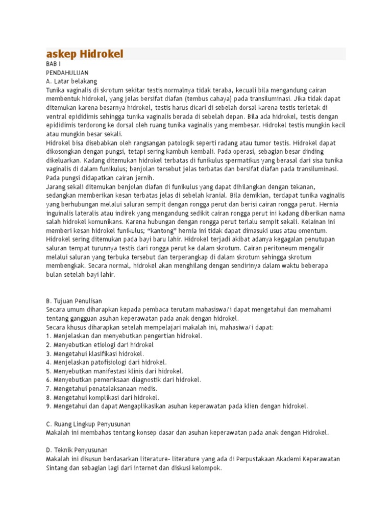 Askep Hidrokel | PDF | Sains & Matematika