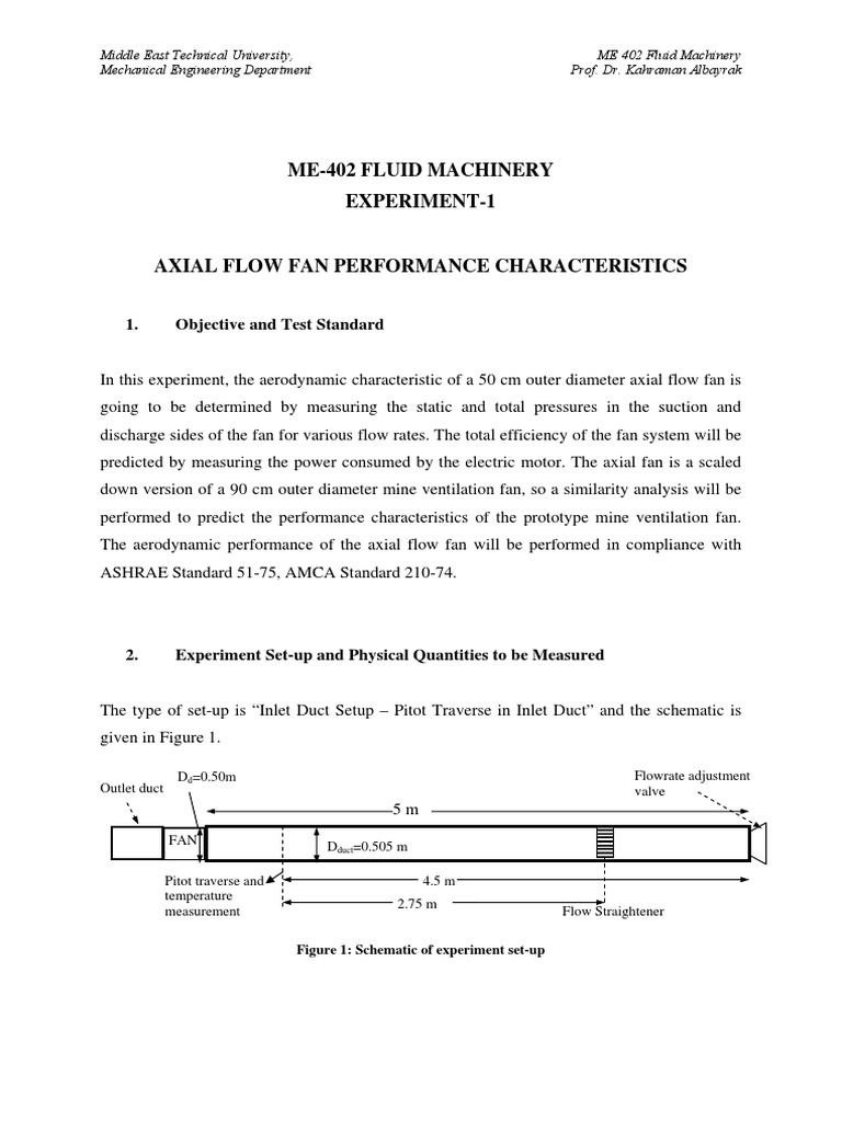 Axial Fan Experiment Sheet | PDF | Mechanical Fan | Flow Measurement