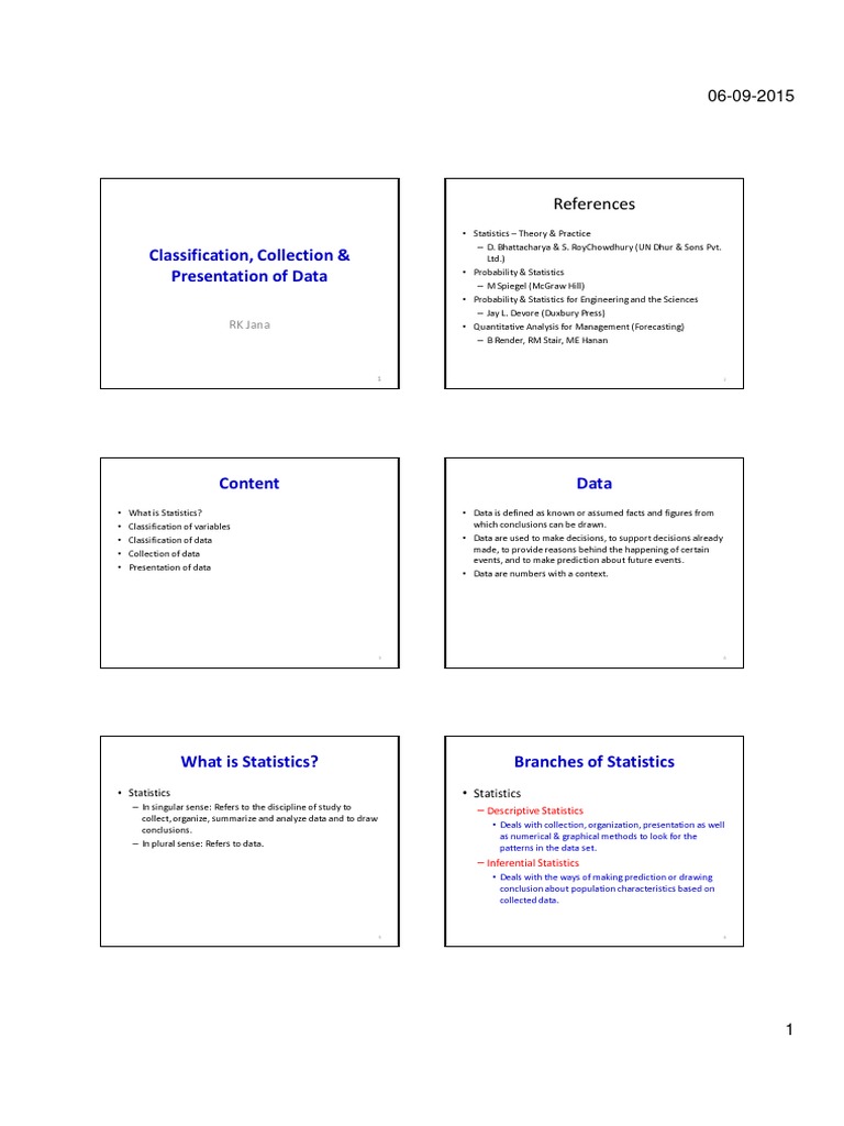 Classification, Collection & Presentation of Data | PDF | Level Of ...
