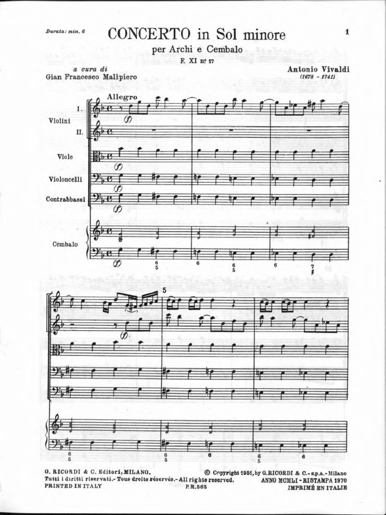Vivaldi Concerto in G Minor RV 156 | PDF