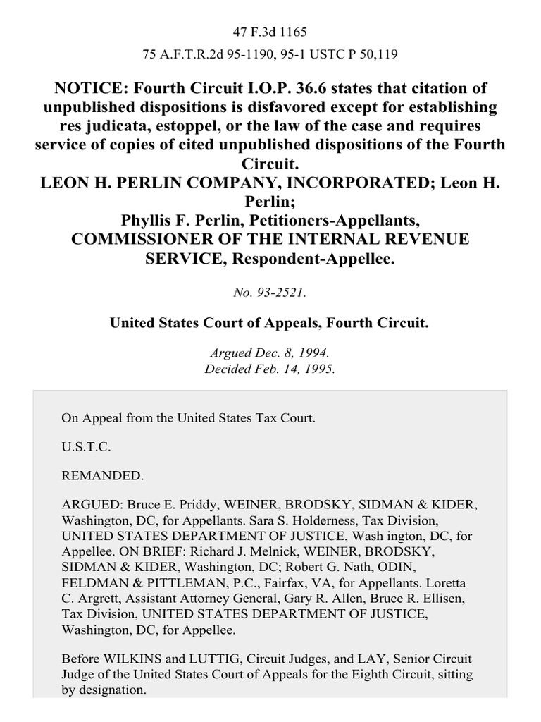 Leon H. Perlin Company, Incorporated Leon H. Perlin Phyllis F. Perlin ...