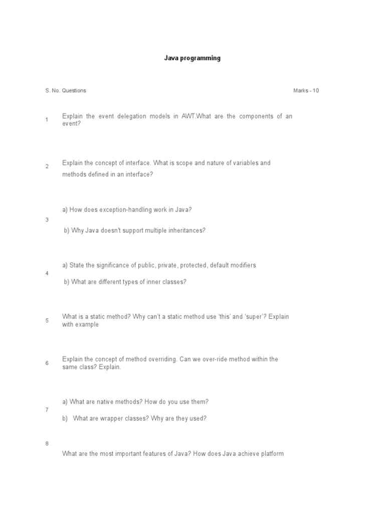 Java Programming Pdf Java Programming Language Inheritance Object Oriented Programming 