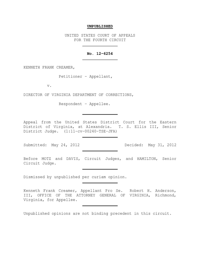 Fourth Circuit Dismisses Appeal | PDF