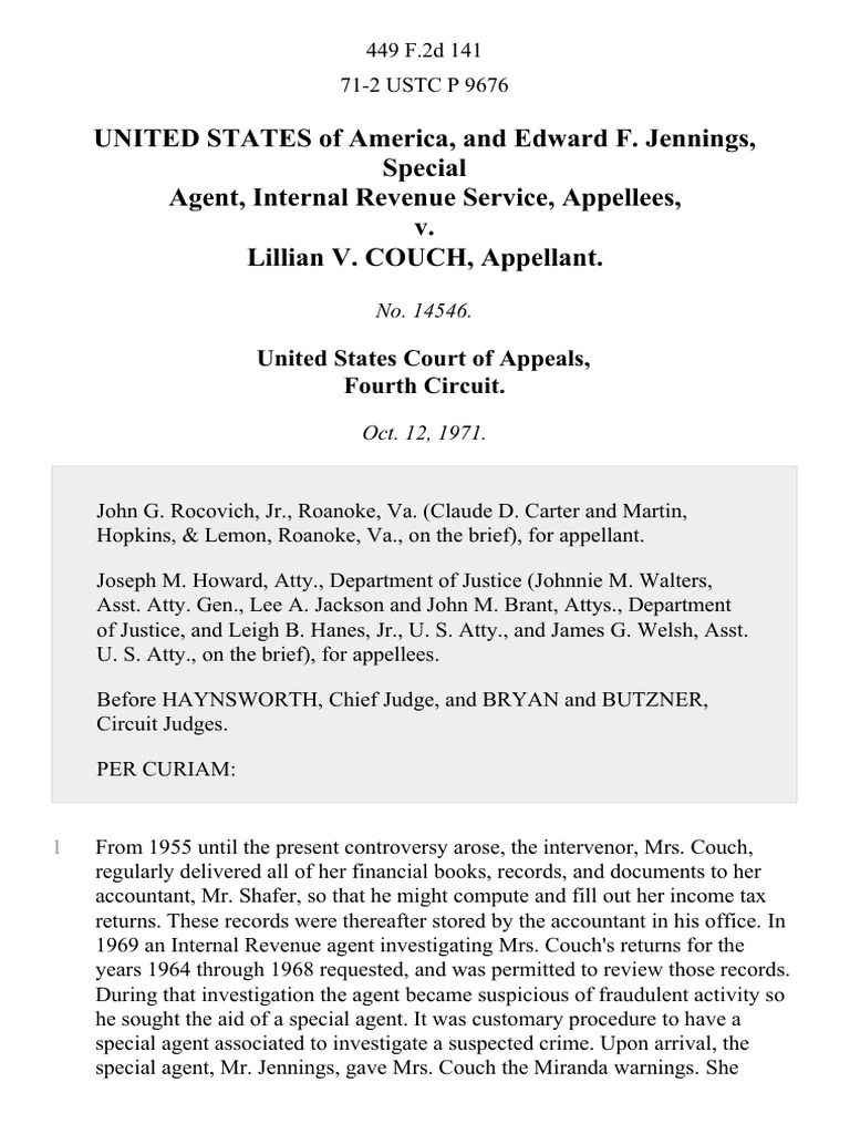 United States of America, and Edward F. Jennings, Special Agent ...