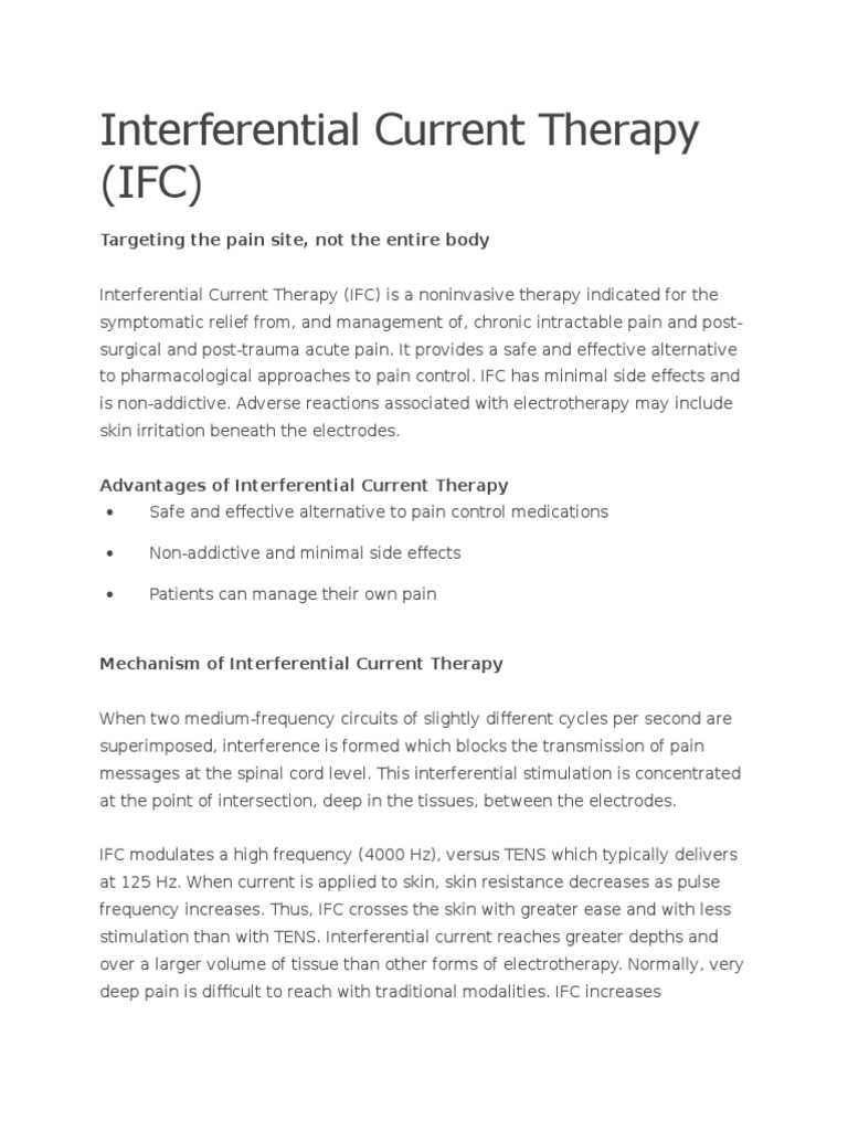 Interferential Current Therapy | PDF | Self-Improvement | Wellness