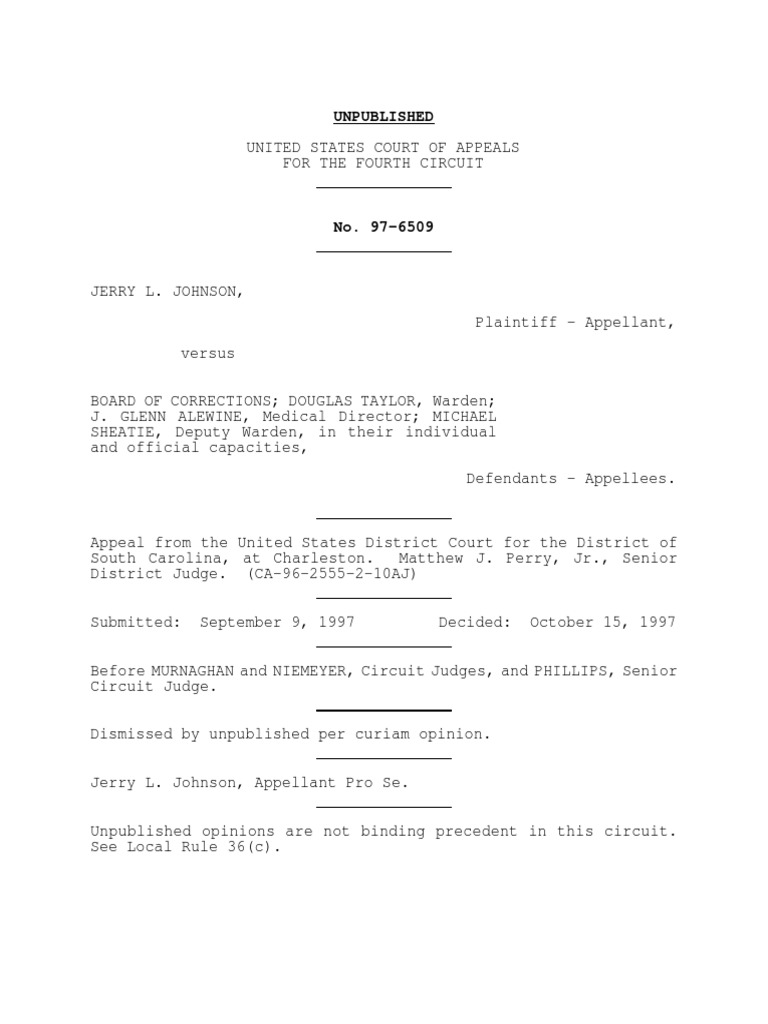Johnson v. Board of Corrections Appeal | PDF