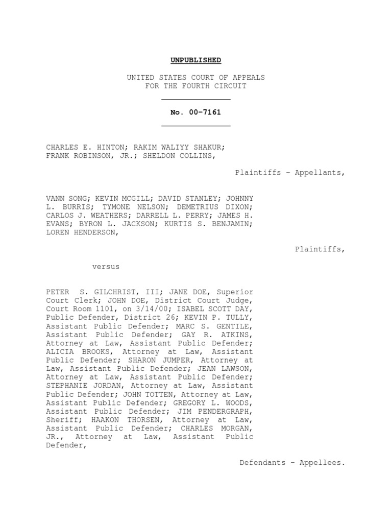 Hinton v. Gilchrist, 4th Cir. (2002) | PDF