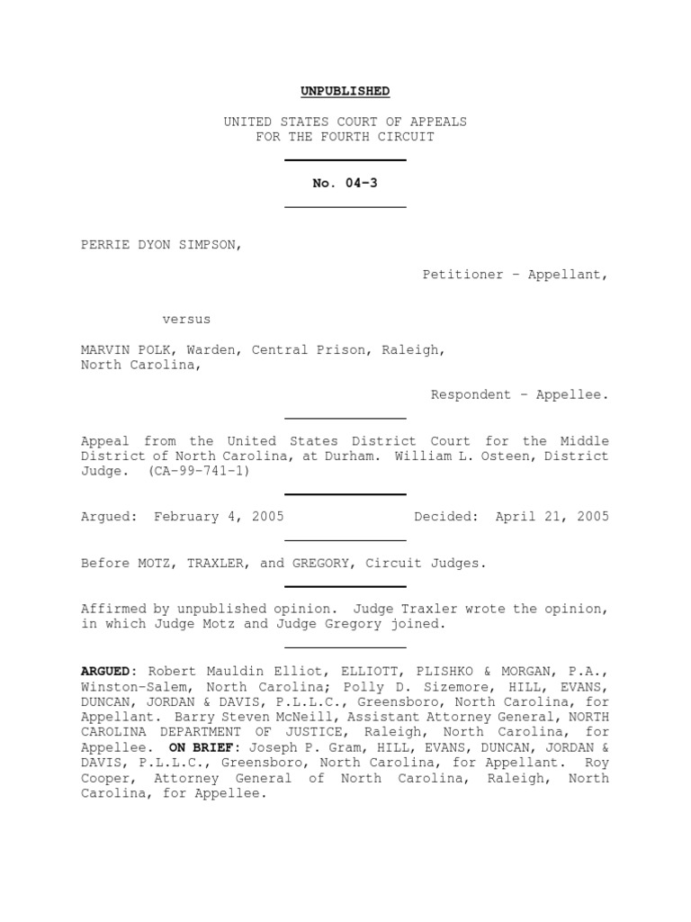 Fourth Circuit Ruling on Simpson's Habeas Appeal | PDF | Plea ...