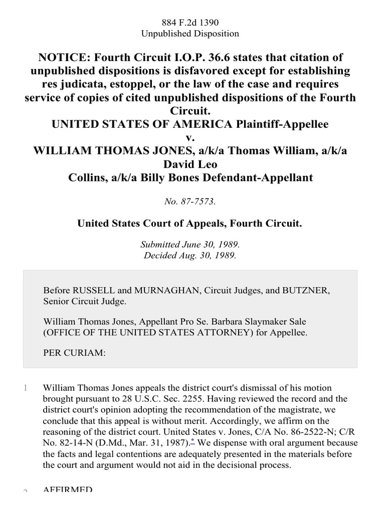 Jones v. USA: Appeal Dismissed | PDF | Politics | Sports & Recreation