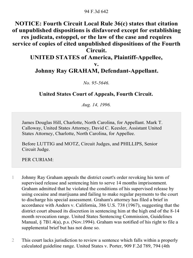 Graham's Supervised Release Revocation | PDF