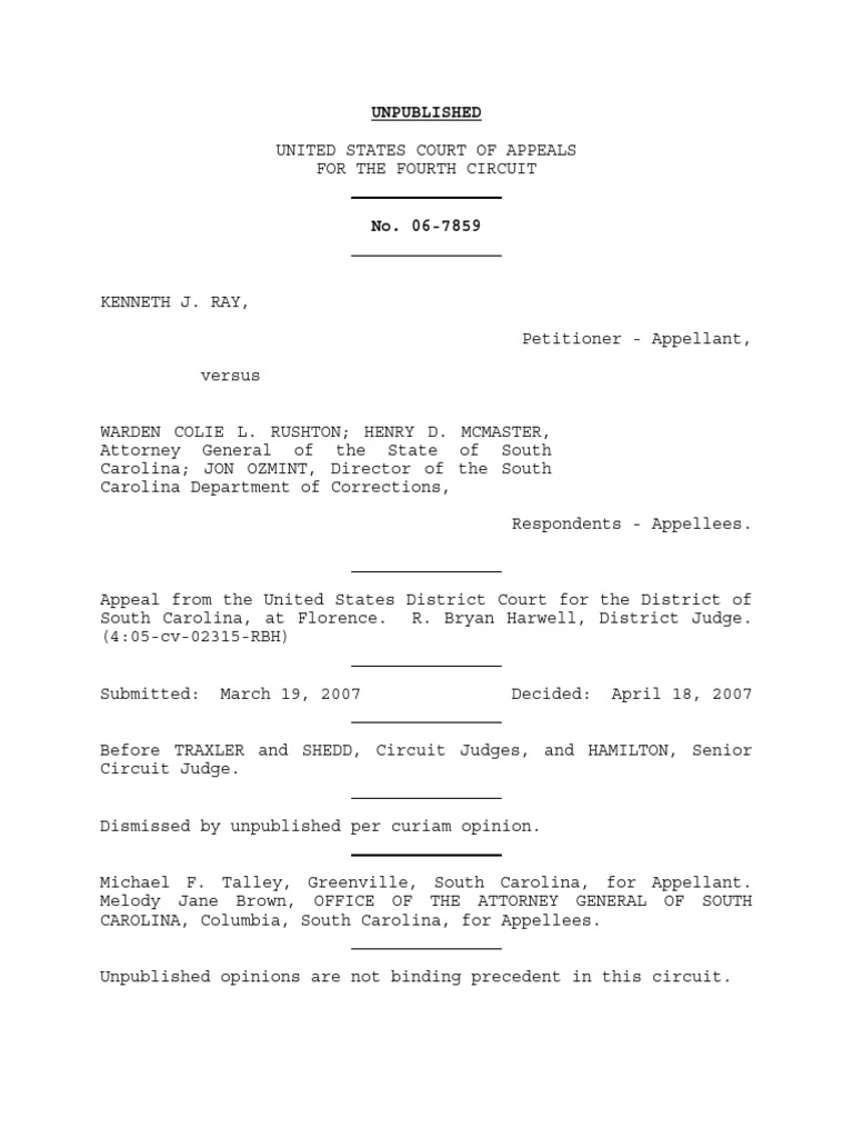 Ray v. Rushton, 4th Cir. (2007) | PDF