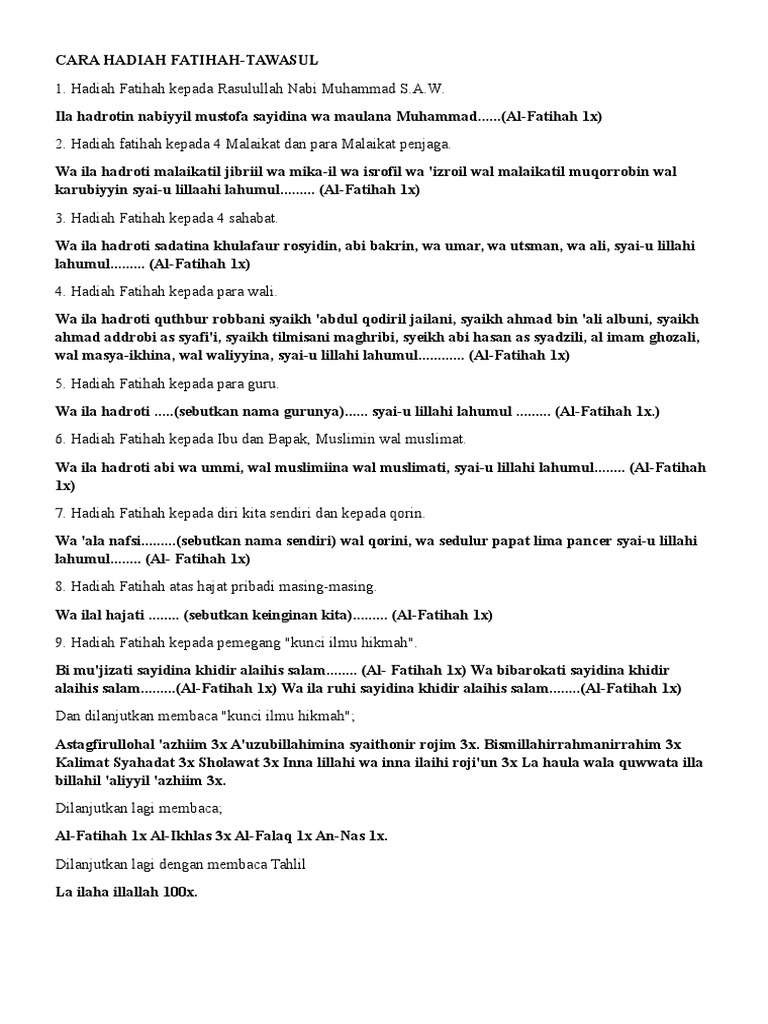 Panduan Hadiah Fatihah dan Tawasul | PDF | Filsafat